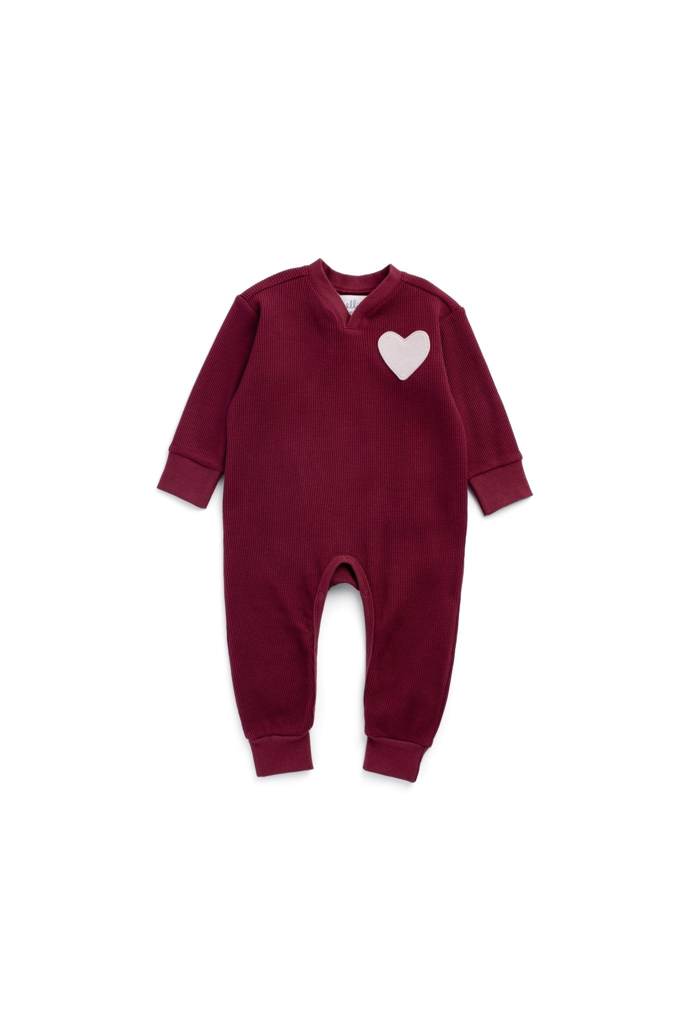 Organic Cotton Waffle Heart Onesie, Ruby – Ellis Littles